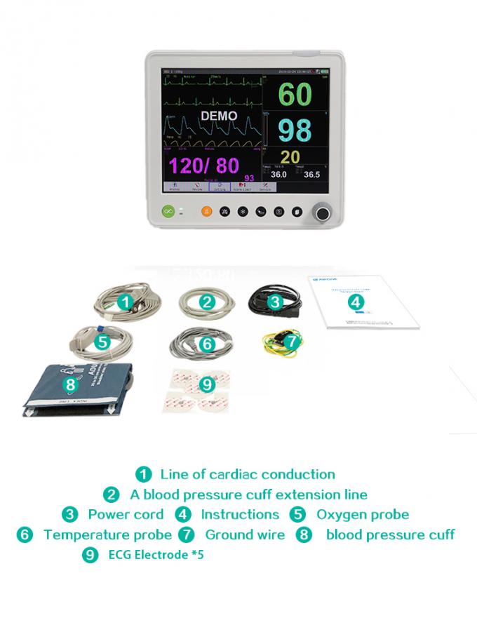 Pertolongan Pertama SPO2 NIBP ECG Monitor Pasien Multi Parameter Dengan ...